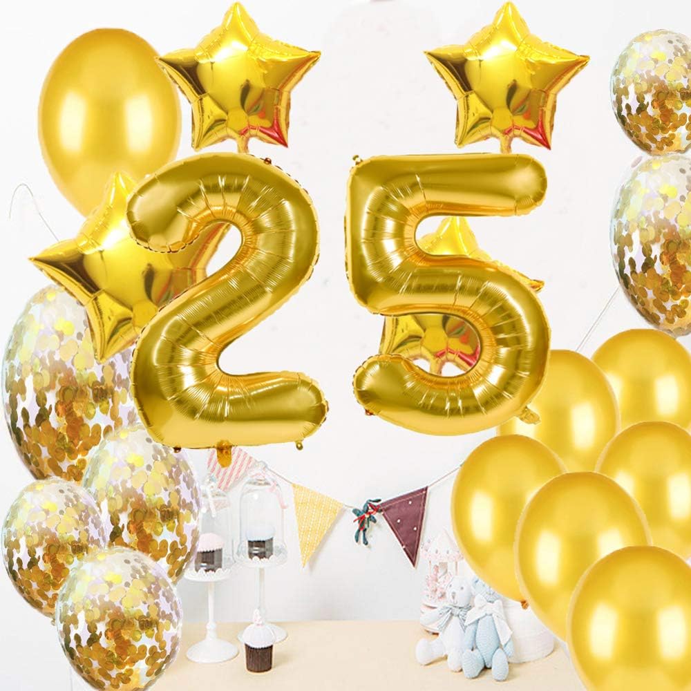 25th Birthday Decorations Party Supplies,25th Birthday Balloons Gold ...