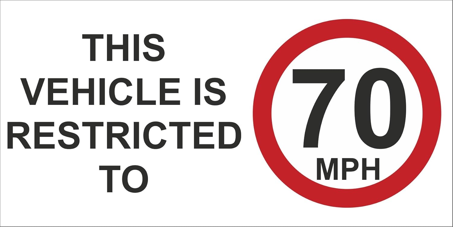300mmx150mm Vehicle Restricted to 70 MPH Sign (Sticker Self Adhesive ...