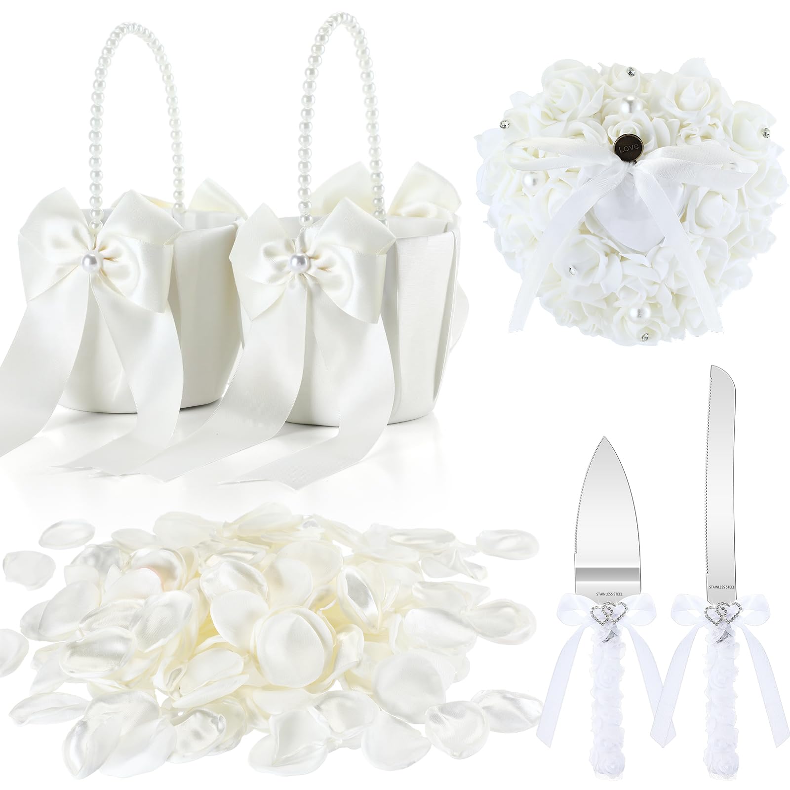 Yousoontic Set of 5 Wedding Flower Baskets Heart Shape Ring Bearer ...