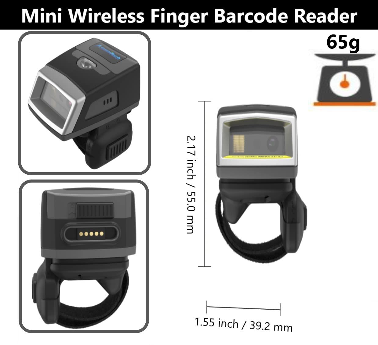 Mua Ring Barcode Scanner 1D Reader Mini Wireless Finger Barcode Reader ...