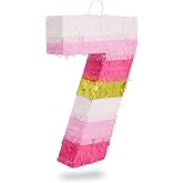 Amazon.com: Rose Gold Pinata for 7th Birthday Party, Number 7 (Small ...