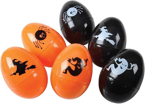 Amazon.com: Large Halloween Orange & Black Plastic 3.125" Easter Eggs ...