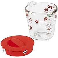 Pyrex Prepware 2-Cup Measuring Cup, Clear with Red Lid and Measurements ...