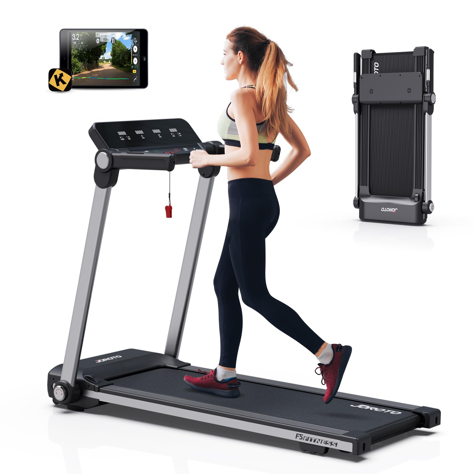 JOROTO F5 Bluetooth Foldable Treadmill, Out-of-The-Box Folding ...