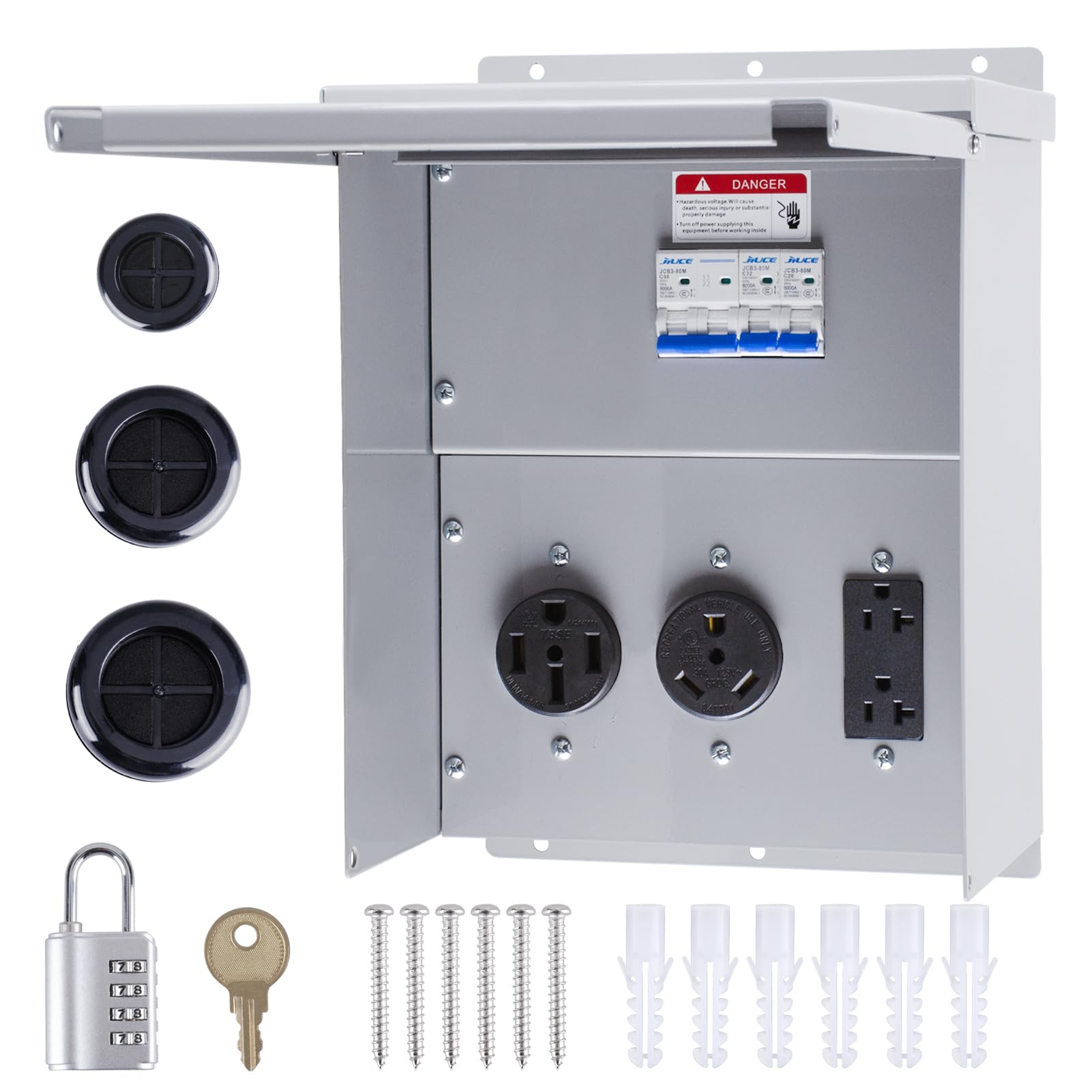 Mua Weatherproof RV Electrical Panel with 20, 30, 50 Amp Outlets, Pre ...