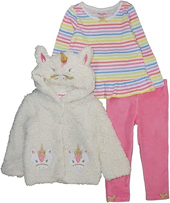 Amazon.com: Nannette Girls' Toddler 3 Piece Hooded Faux Fur Jacket Set with Tee and Pant: Clothing