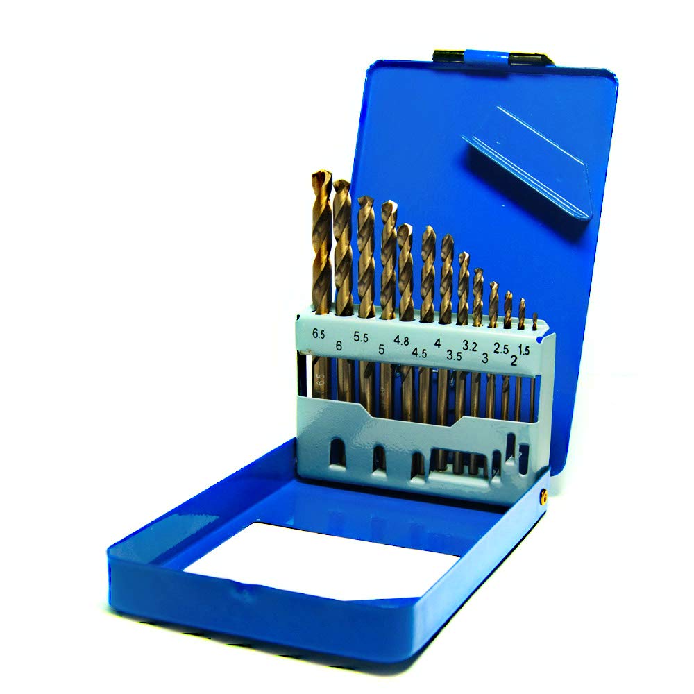 S&R Metal Drill Bit Set 1-6,5mm, 13 Piece, HSS Cobalt DIN 338, Polished ...