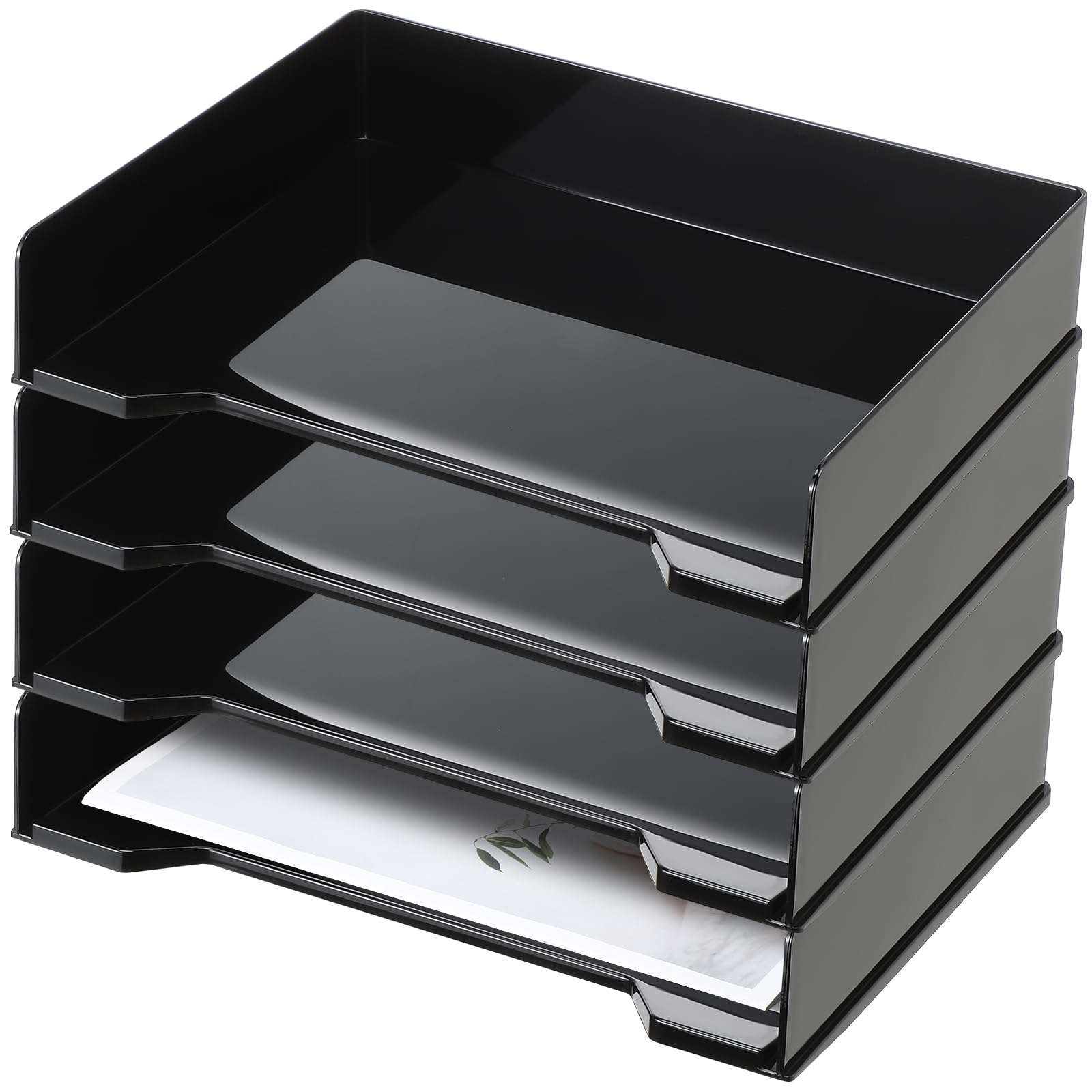 DoubleFill 4 Pcs Stackable Letter Tray Rectangular Plastic Desk ...