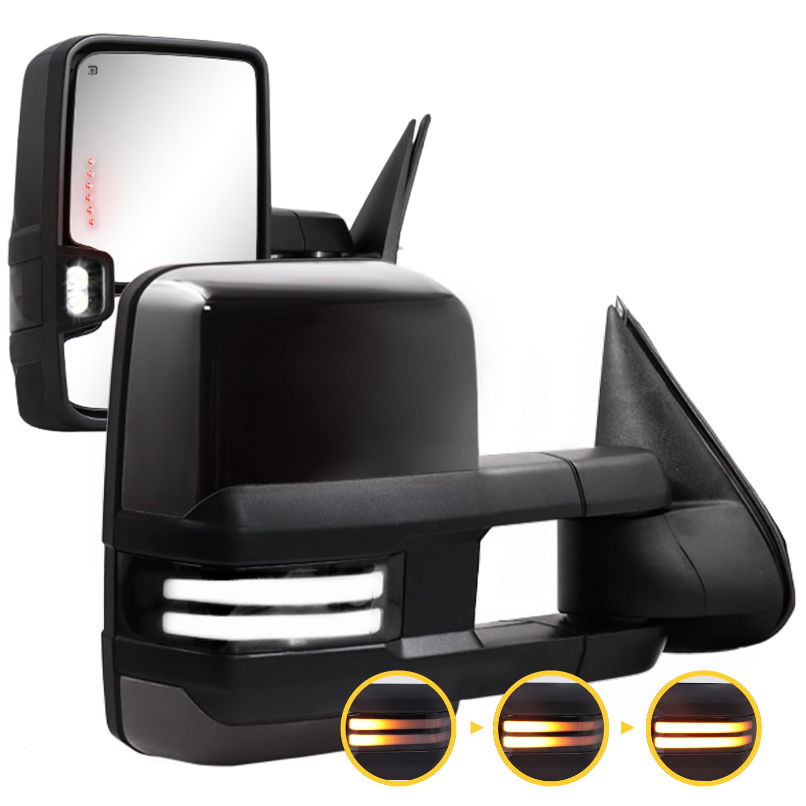 Sanooer Towing Mirror Painted Black Switchback Dynamic Turn Light ...