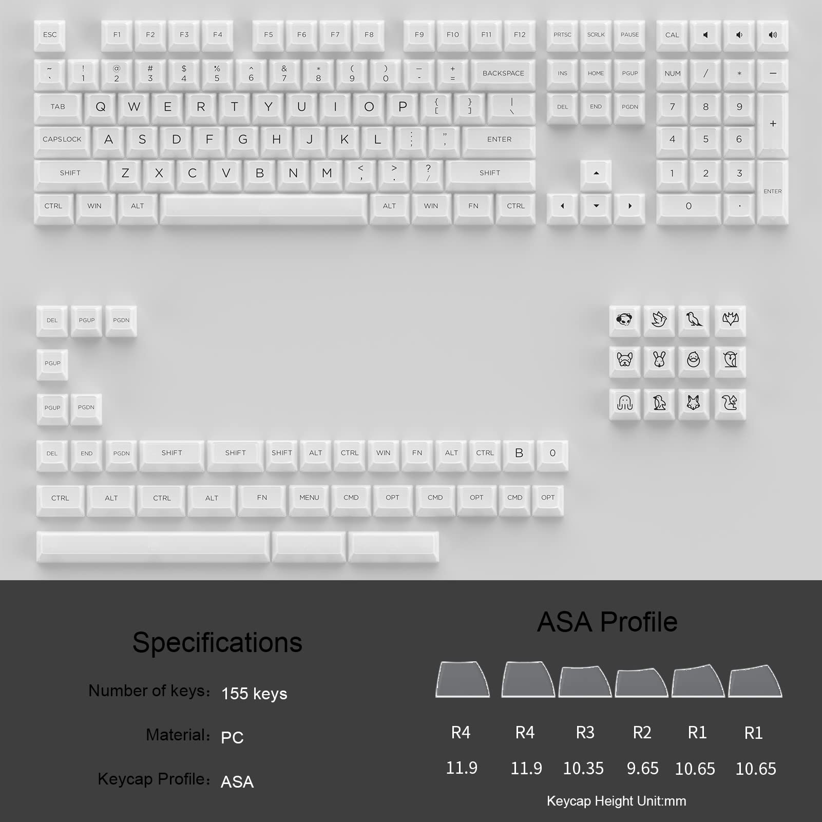 Mua Akko Keyboard Keycap Set V2 Clear White keycaps, Transparent 155 ...