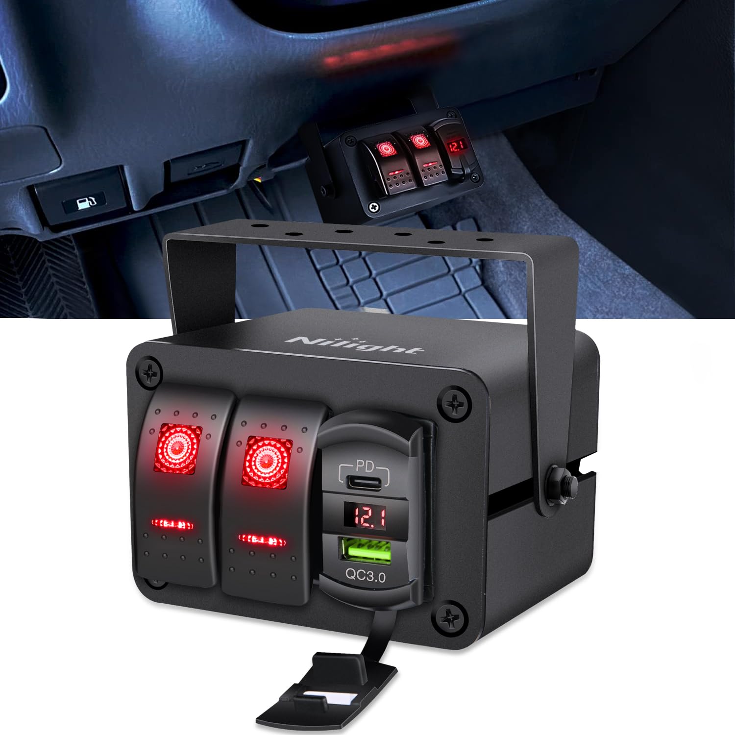 Nilight 2 Gang Rocker Switch Box 12V SPST ON Off Toggle Switches PD ...
