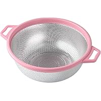 HiramWare Stainless Steel Colander with Handle and Legs, Large Metal ...