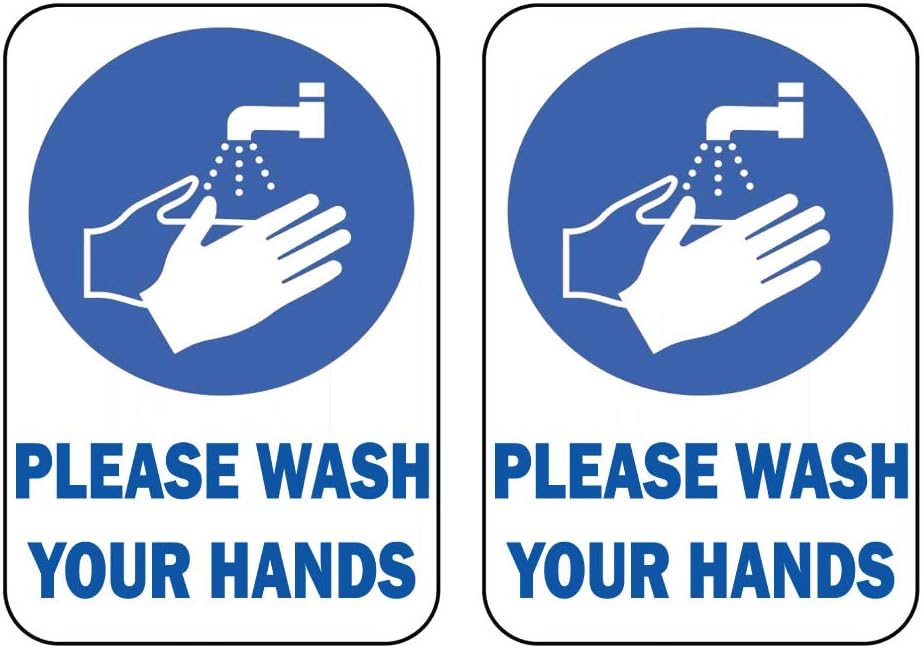 2 x Please Wash Your Hands Sticker Safety Signs 150mm x 100mm – BigaMart