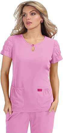 KOI Betsey Johnson Keyhole Neckline Magnolia Scrub Top for Women Light ...
