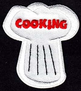 Amazon.com: "COOKING" CHEF HAT- Iron On Embroidered Applique Patch ...