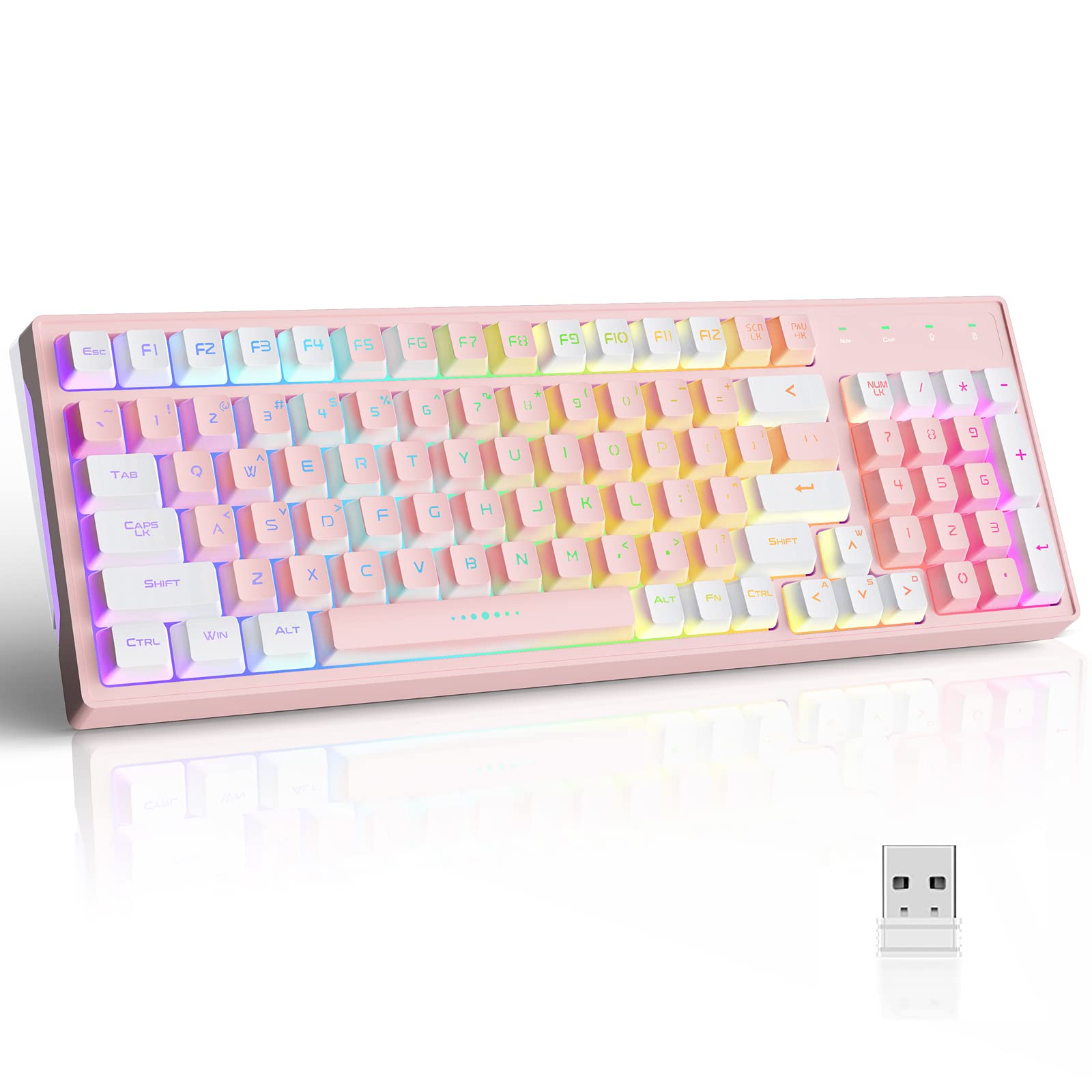 Mua KOLMAX GK98 Wireless Gaming Keyboard,2.4G Rechargeable RGB Pink ...