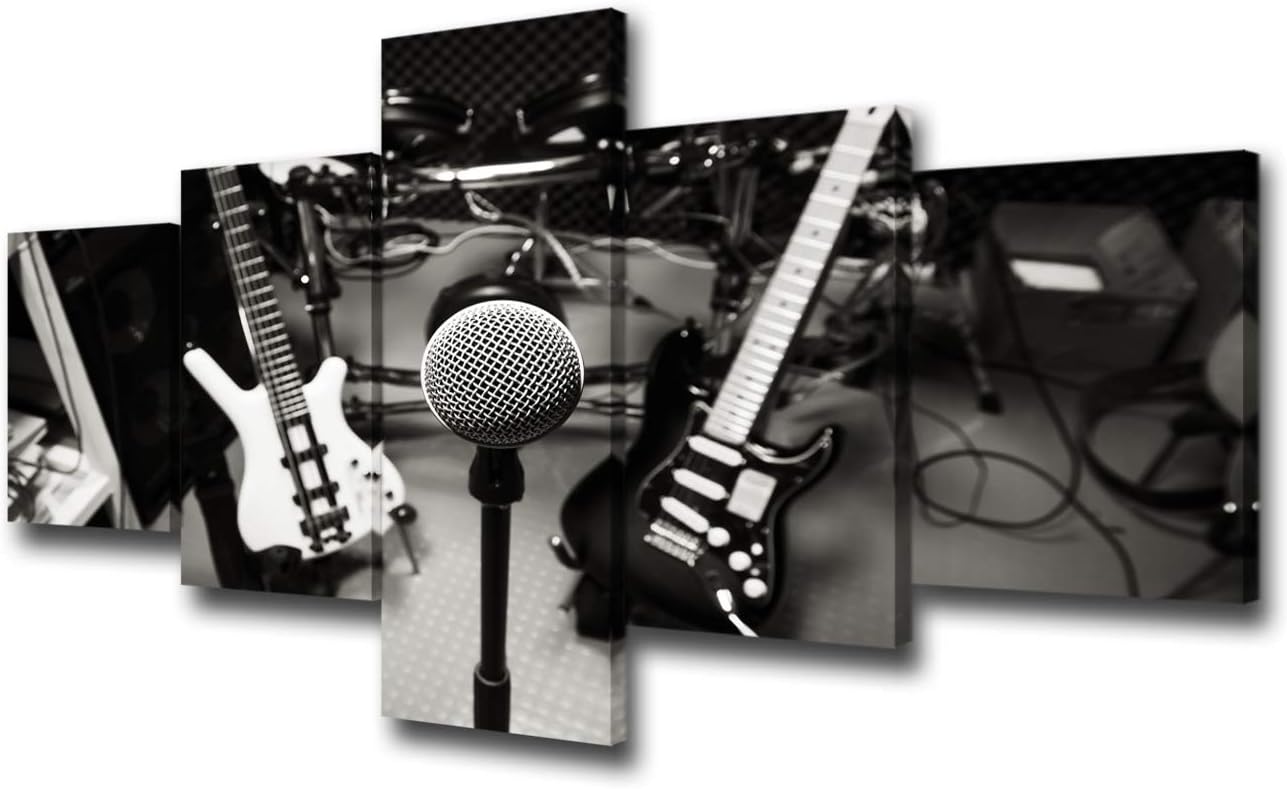 Amazon.com: Black and White DJ Music Studio Wall Art Rock Band Canvas ...