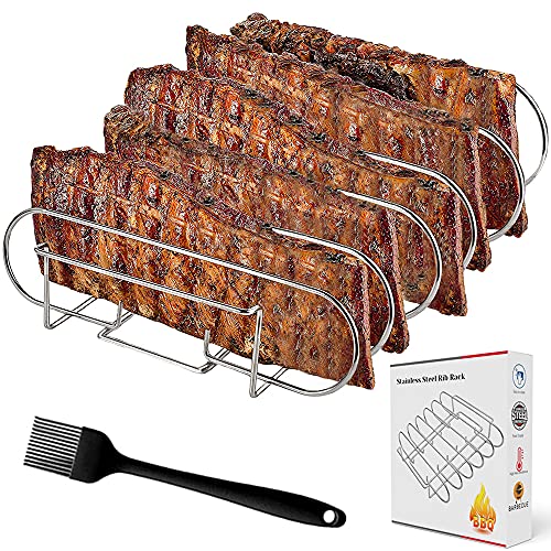 yamisan Rib Racks for Smoking - Holds 5 Full Ribs for Grilling ...