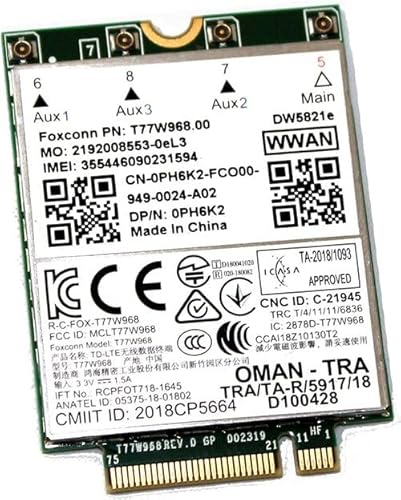 Dell PH6K2 DW5821e Snapdragon X20 LTE WWAN Card - 4G - PCI-Express M.2 ...