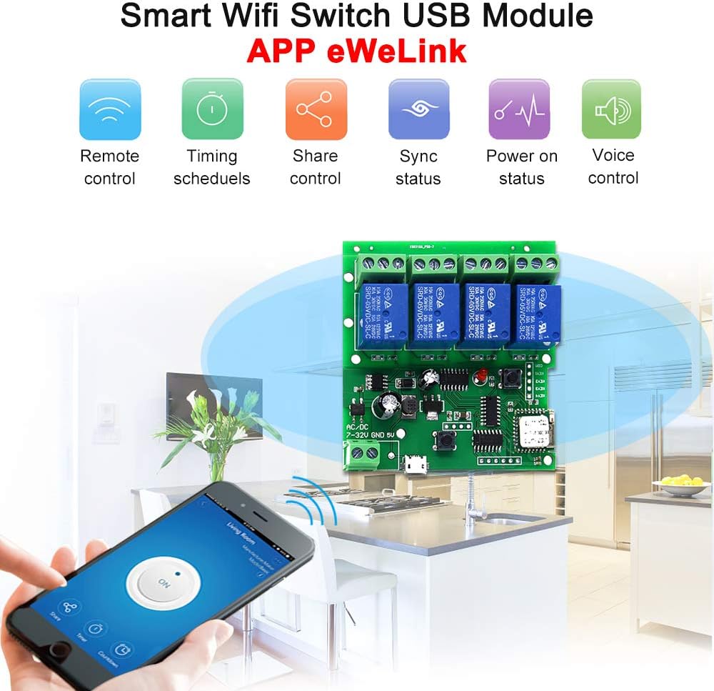 Relay Module,OWSOO eWeLink Wifi Switch Wireless Relay Module Smart Home ...