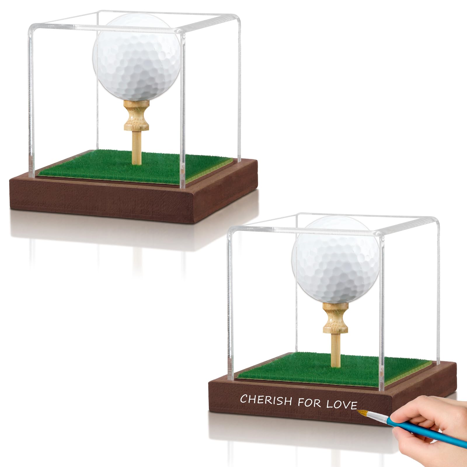 RattanView 2 Pcs Acrylic Golf Ball Display Case Clear Memorabilia Cube ...