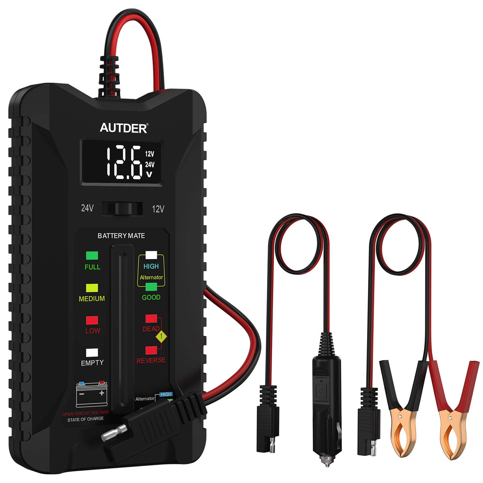 AUTDER Car Battery Tester and Alternator Tester 12V/24V with LCD ...