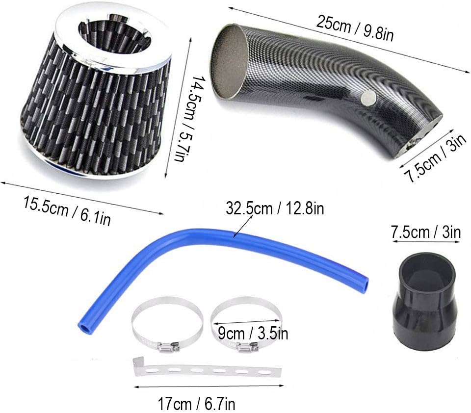 2.5″-3.0″ Universal Car Cold Air Intake Filter Induction Kit Pipe Hose ...