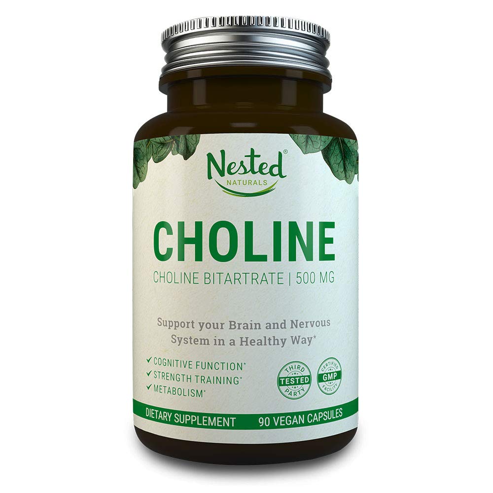Nested Naturals Choline Bitartrate 500mg per Serving, Supports ...