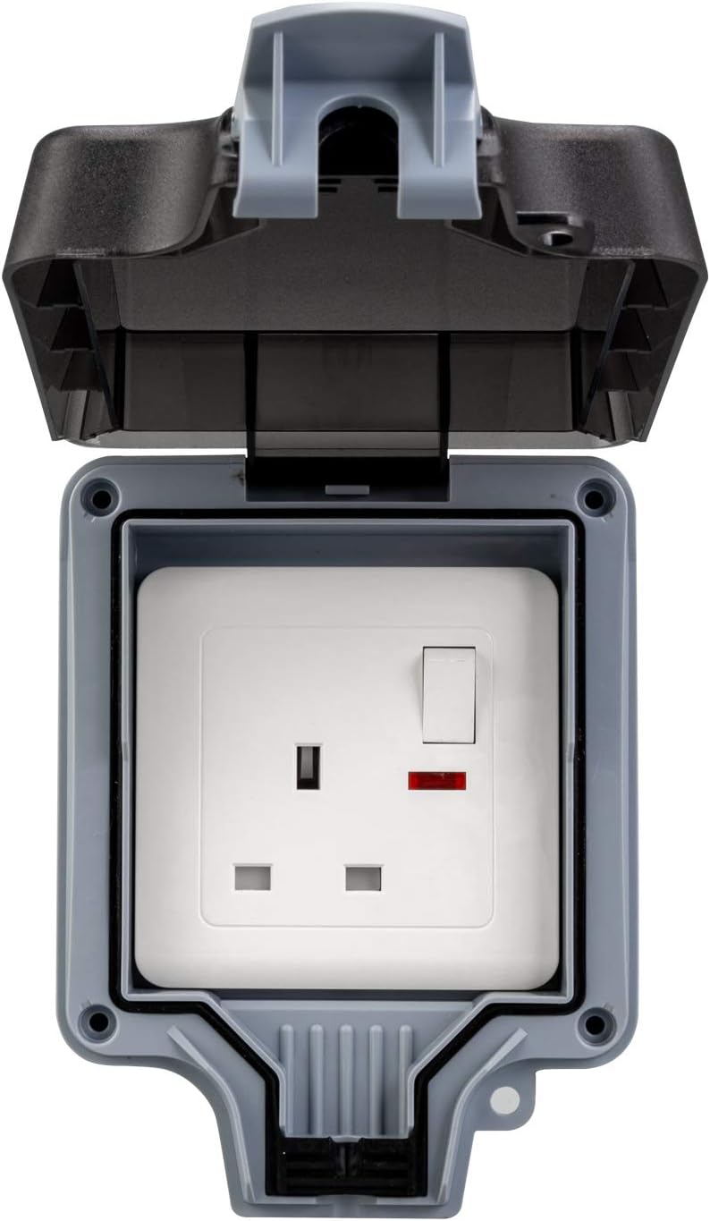 HerePow Weatherproof Outdoor Switch & Socket, 13A Outdoor Socket for ...