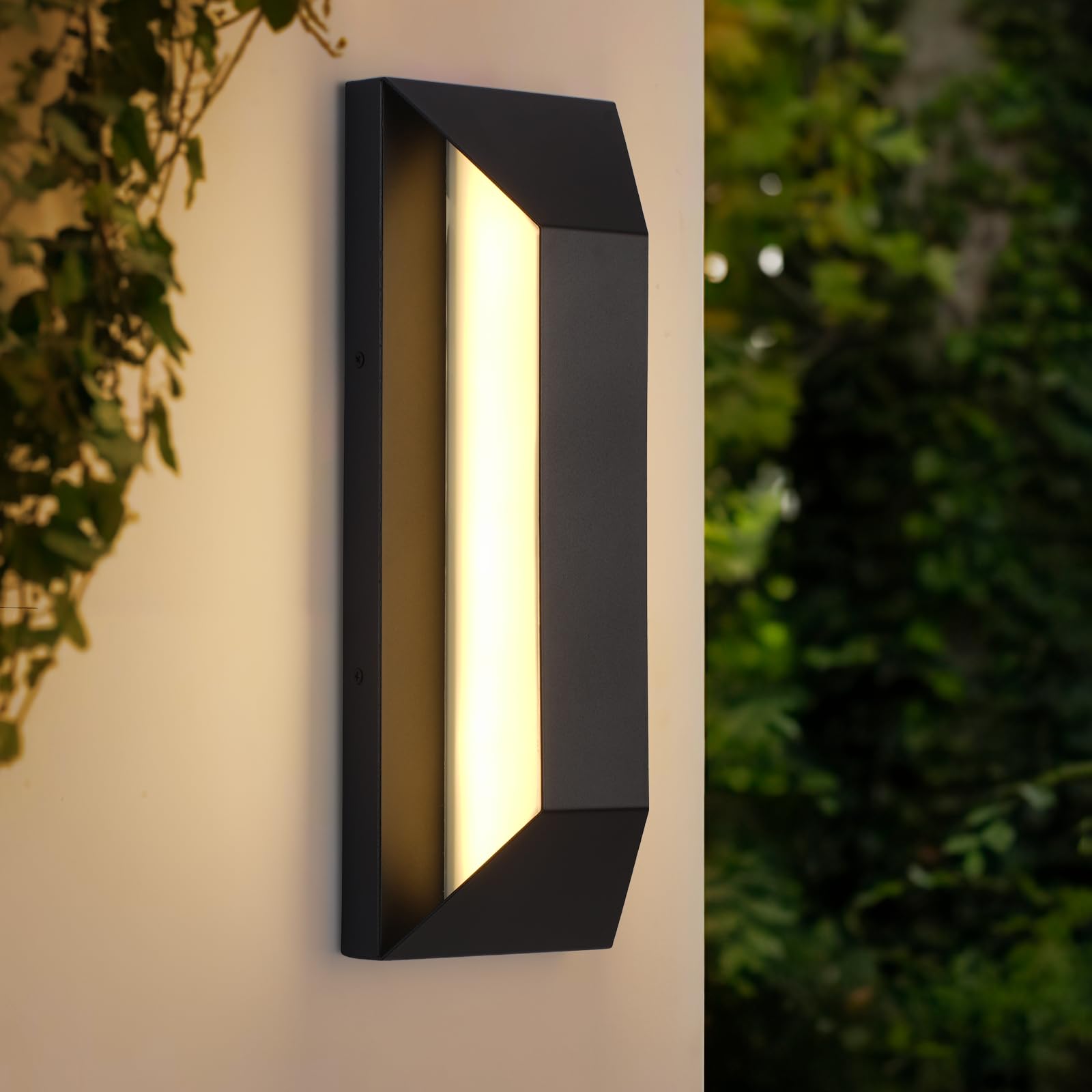 CALOKES Modern LED Outdoor Wall Sconce, Exterior Black Sleek Lighting ...