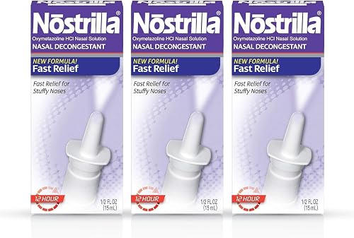 Nostrilla Nasal Decongestant Spray, Stuffy Nose Relief, 0.5 oz (3 Pack ...
