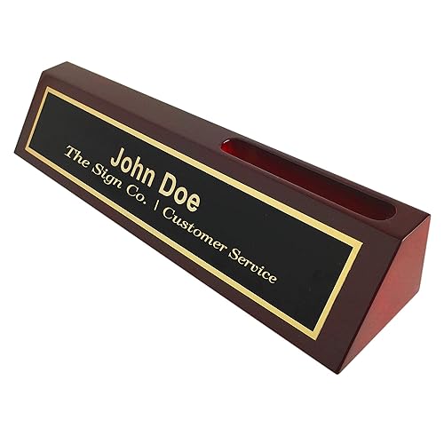 Personalized Business Engraved Desk Name Plate with Card Holder - Free ...