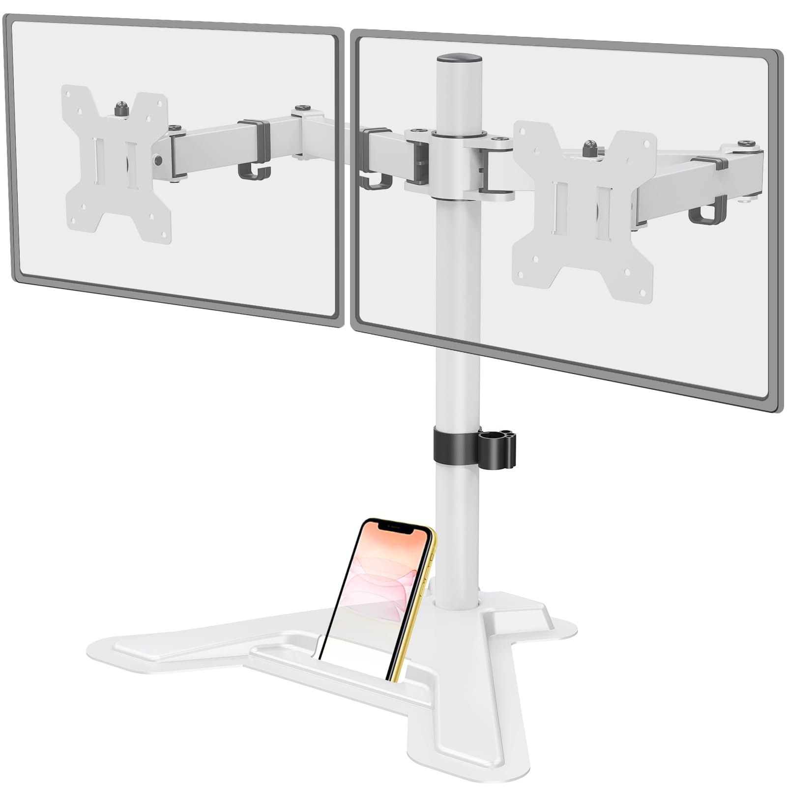 MOUNT PRO Dual Monitor Stand, Free-Standing Full Motion Monitor Desk ...
