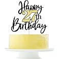 Amazon.com: Black Gold Glitter Happy 27th Birthday Cake Topper,Happy 27 ...