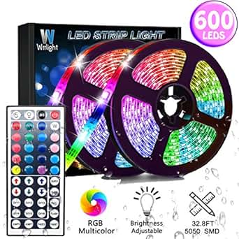 Amazon.com: Led Strip Lights 32.8FT/10M 600LEDs Non-Waterproof Flexible ...