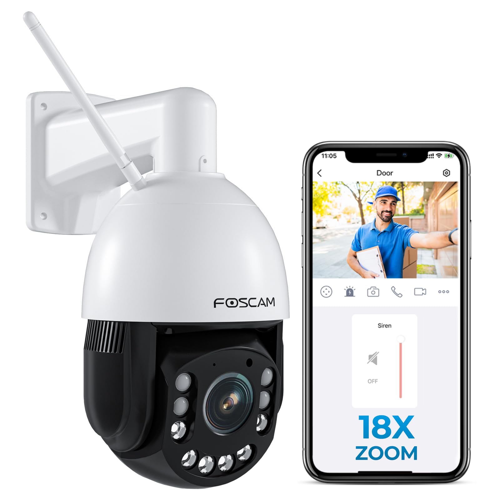 FOSCAM 4MP WiFi PTZ Outdoor Camera, 18X Optical Zoom with Auto Tracking ...
