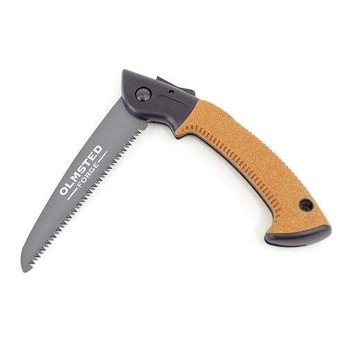 OLMSTED FORGE Hand Saw with 7 Inch Folding Blade and Push Button Lock ...