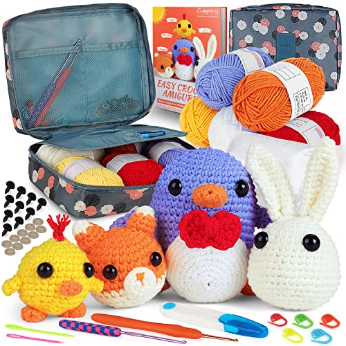 Coopay Crochet Kit for Beginners Kids Adults - Cute Penguin, Chicken ...