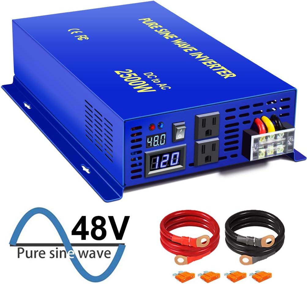 Amazon.com: XYZ INVT 2500 Watt Pure Sine Wave Inverter 48V DC to AC 120V, 2500W Power Invert ...