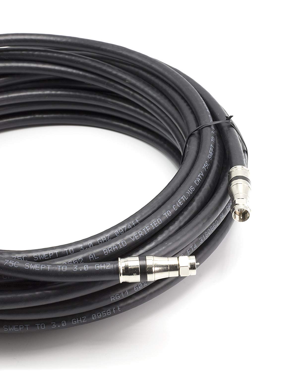 100 Foot RG-11 Coaxial Cable, Made in The USA - F Type Cable High ...