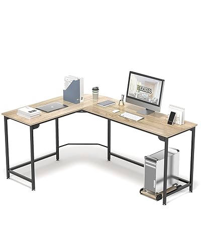 Teraves Modern L-Shaped Desk 58'' Corner Computer Desk Home Office ...