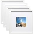Amazon.com - KINLINK 8x8 Picture Frame White Set of 4, Wooden Square Photo Frames Matted 4x4 ...