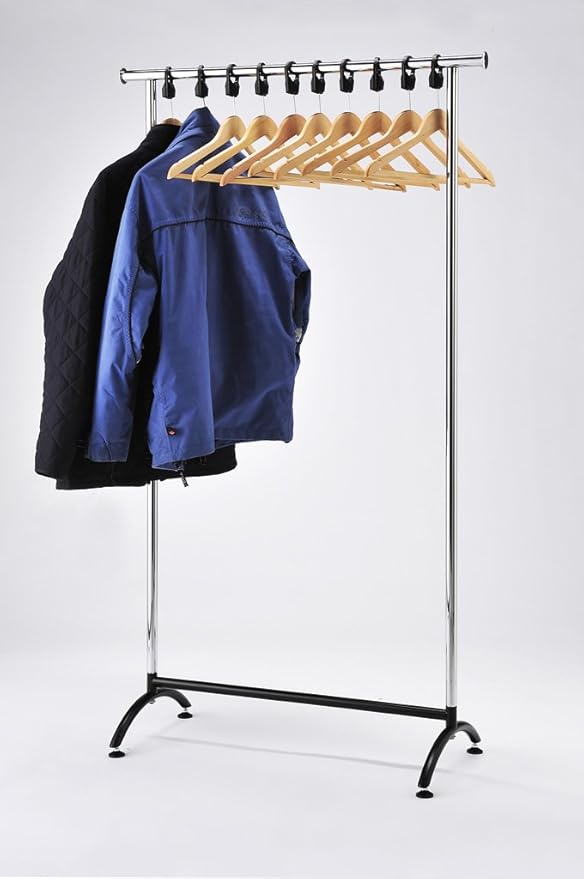 RACK51 Chrome Coat Stand. Office Coat Rack with wooden Hangers: Amazon ...