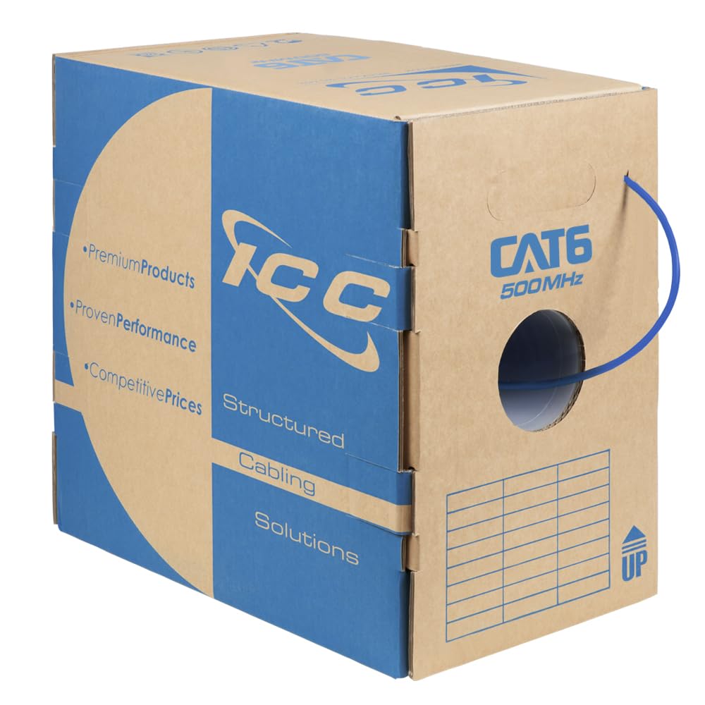 ICC Cat6 Riser 1000ft - UTP 23AWG, 100% Solid Pure Copper, Unshielded ...