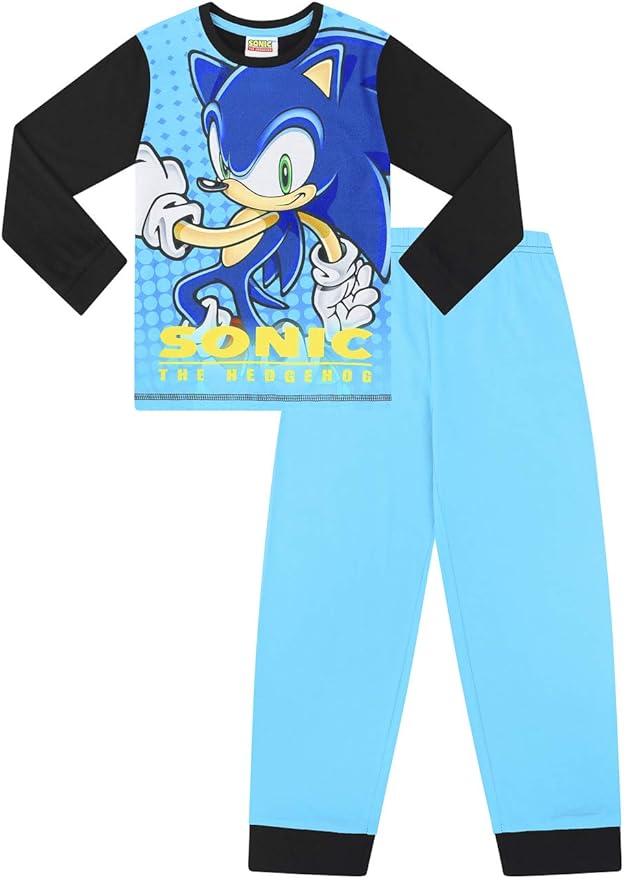 Sonic The Hedgehog Blue Gaming Long Pyjamas 4 to 10 Years w19 (8-9 ...