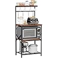 Amazon.com - Korfile Kitchen Bakers Rack with Storage Shelves, Small Coffee Bar Table with 8 ...