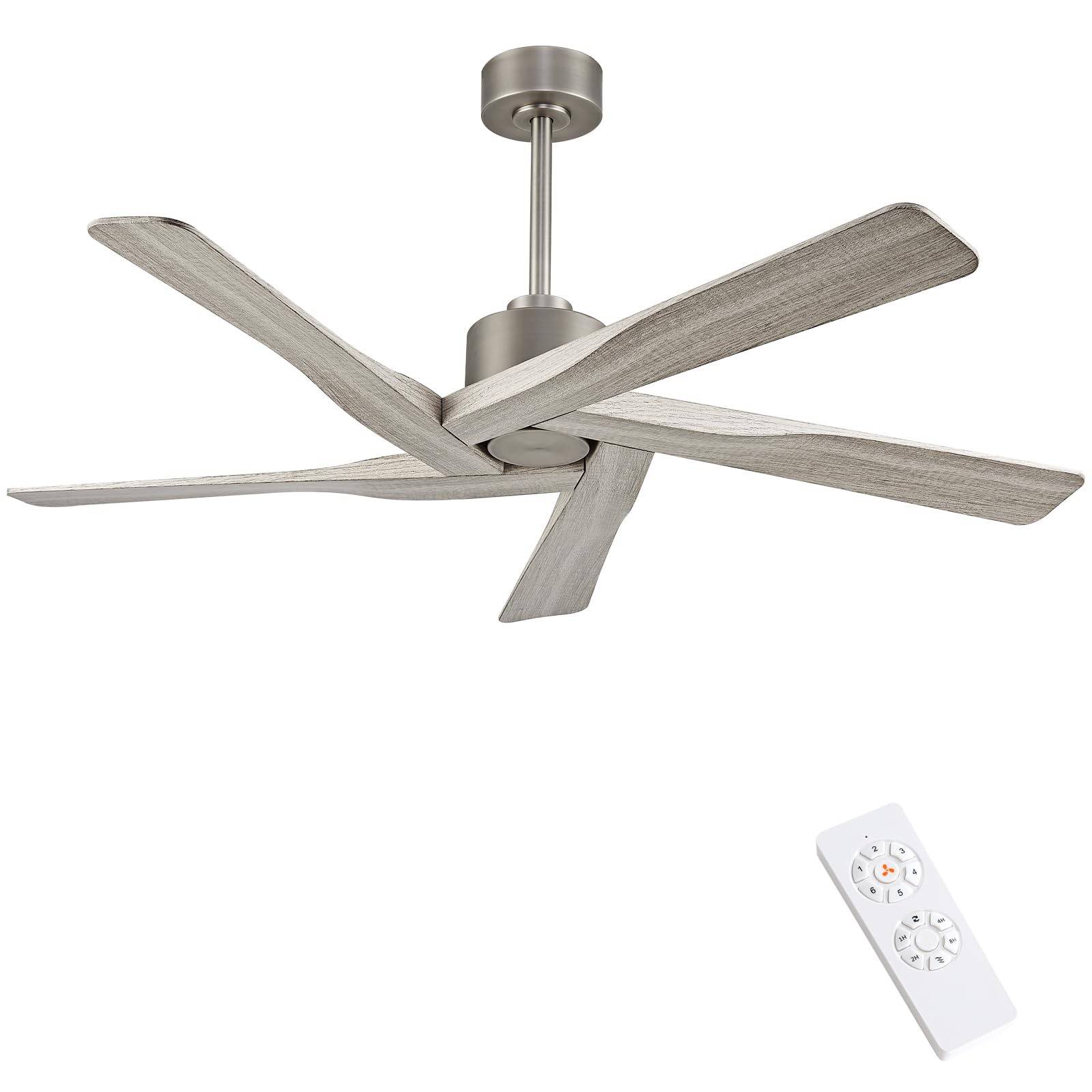 WINGBO 64" ABS DC Ceiling Fan No Light, 5 Blade Wood Grain ABS Ceiling ...