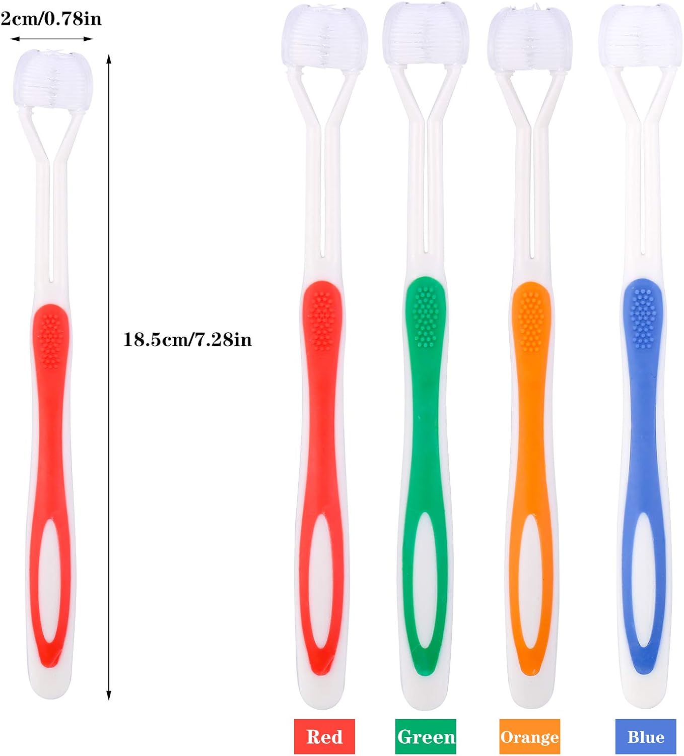 Firtink 4 Pcs 3 Sided Autism Toothbrush Three Bristle Travel Toothbrush ...