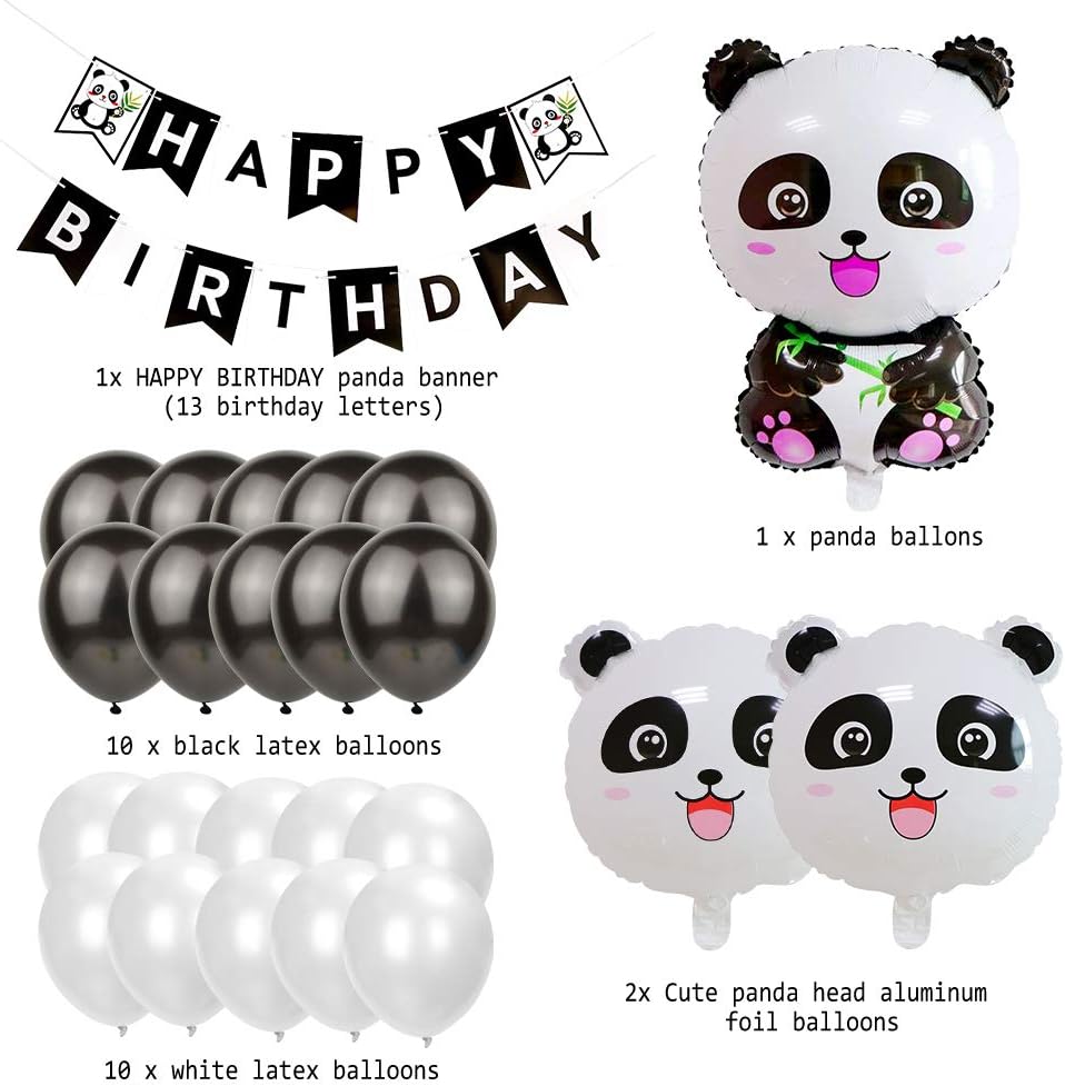 JOTOM Panda Theme Party Decorations Supplies Happy Birthday Banner,Cute ...