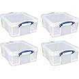 Amazon.com: Really Useful Box 4 Pack 17L Plastic Storage Bins with Snap Lids and Clip Lock ...